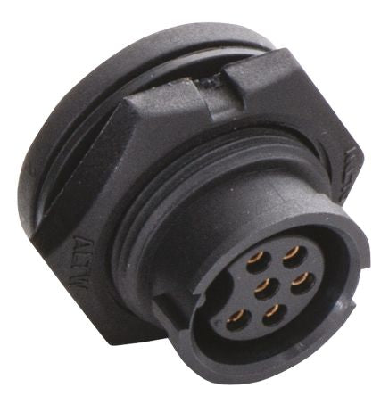 Amphenol LTW connector IP67 6 way female panel solder 5A — Selectronix ...